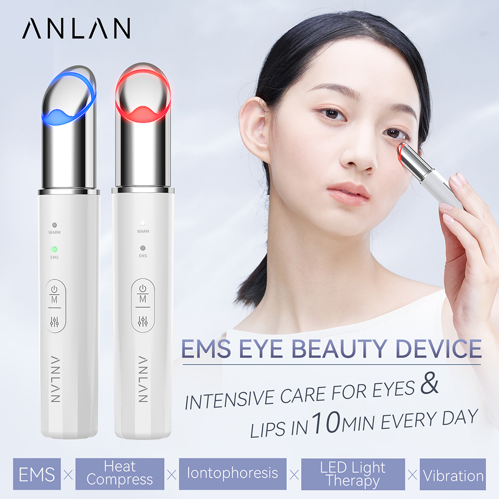 ANLAN New EMS Eye Massager Hot Compress Vibration Red Blue Light Therapy Eye Bags Dark Circle ...