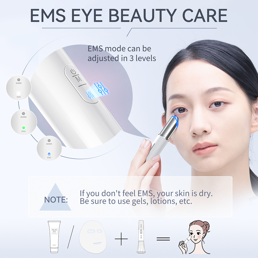 ANLAN New EMS Eye Massager Hot Compress Vibration Red Blue Light ...