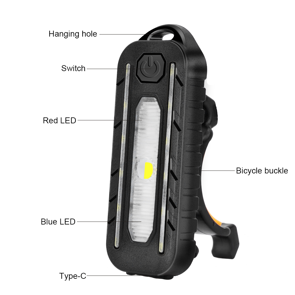 Mini LED Flashlight Red&Blue LED Police Light USB Rechargeable Shoulder ...