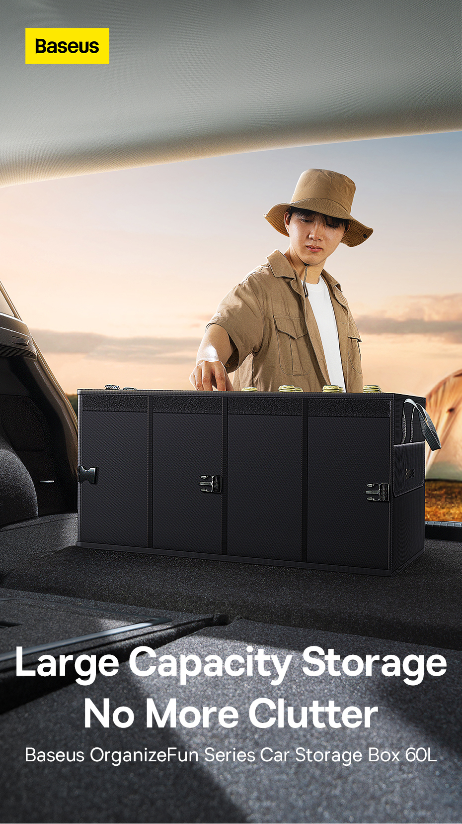 Baseus 60L Car Folding Trunk Storage Box Self-driving Car Storage Box ...