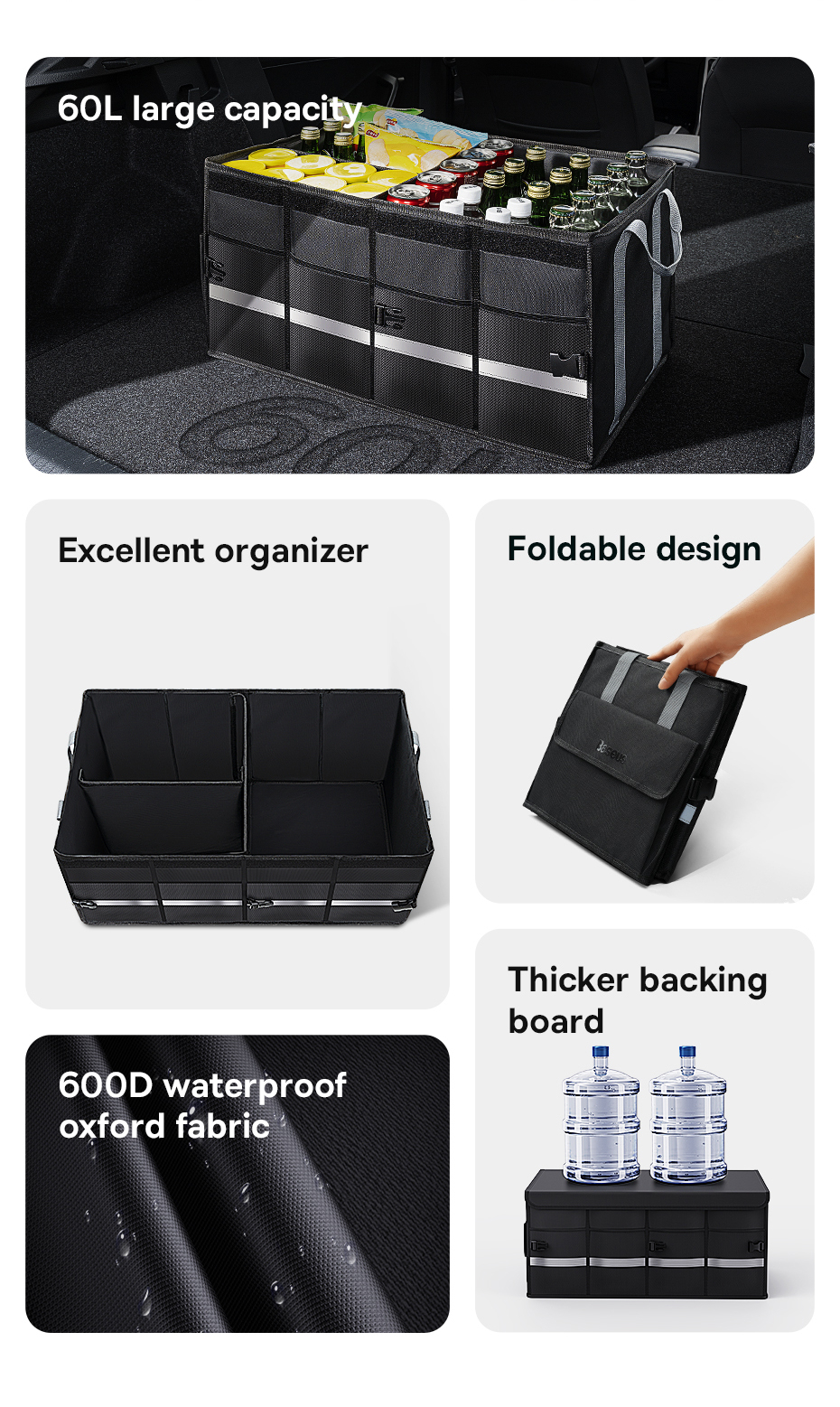 Baseus 60L Car Folding Trunk Storage Box Self-driving Car Storage Box ...