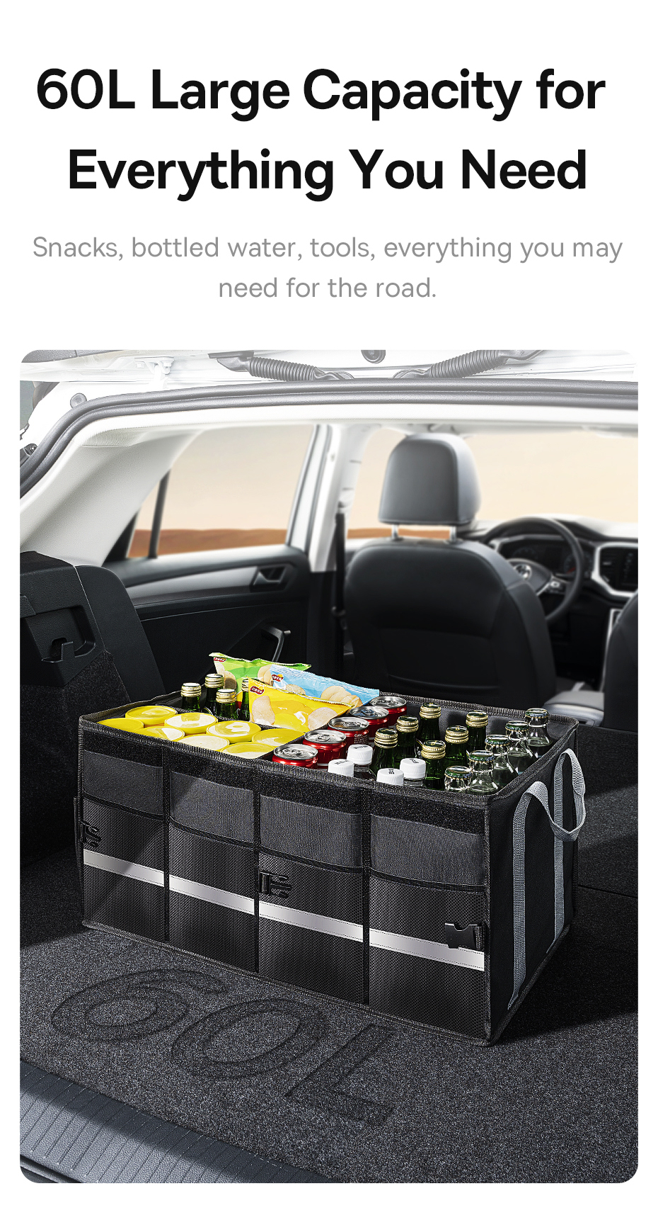 Baseus 60L Car Folding Trunk Storage Box Self-driving Car Storage Box ...