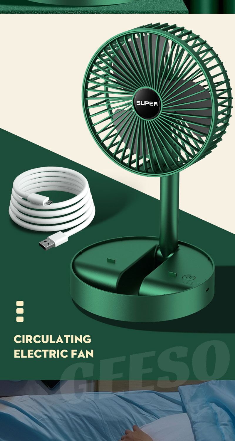 GEESO Kipas Mini Portable Fan Folding Table Fan Telescope Desktop Fan ...
