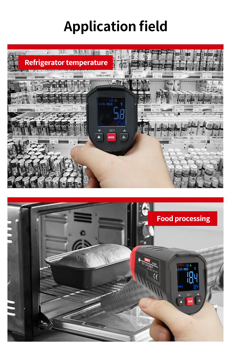 UNIT UT306S UT306C Digital Thermometer -50℃ ~ 500℃ Non-contact Industrial Infrared Laser ...