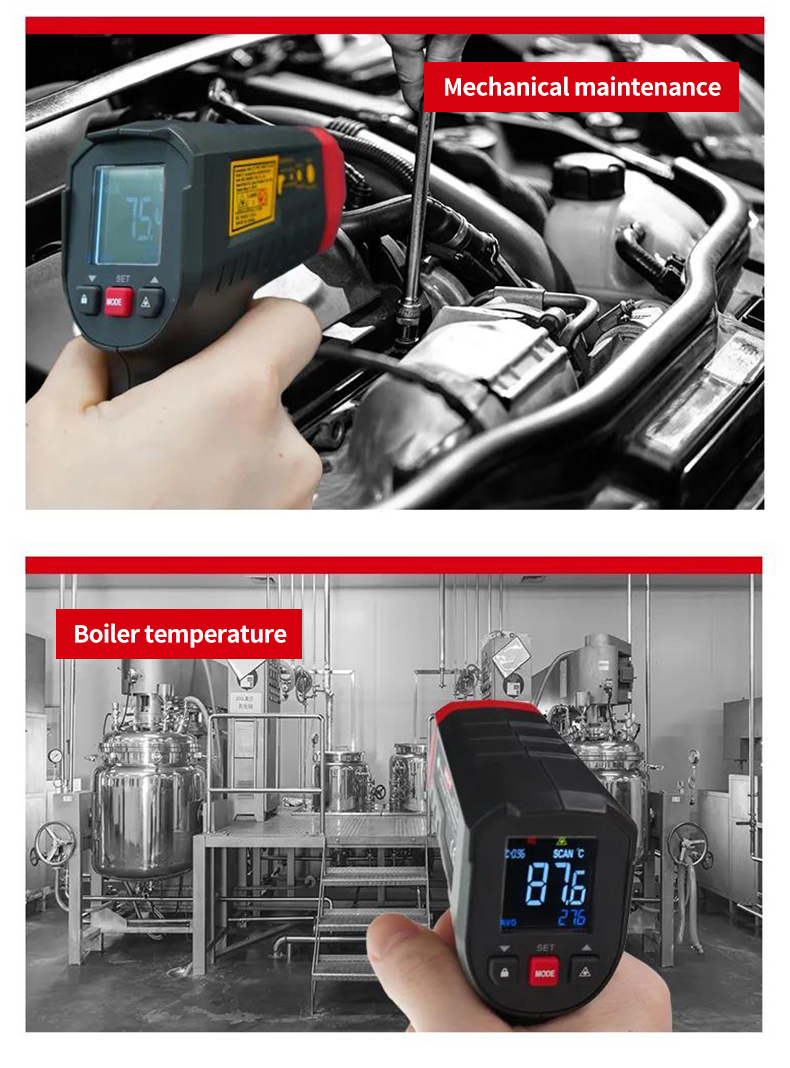 UNIT UT306S UT306C Digital Thermometer -50℃ ~ 500℃ Non-contact Industrial Infrared Laser ...