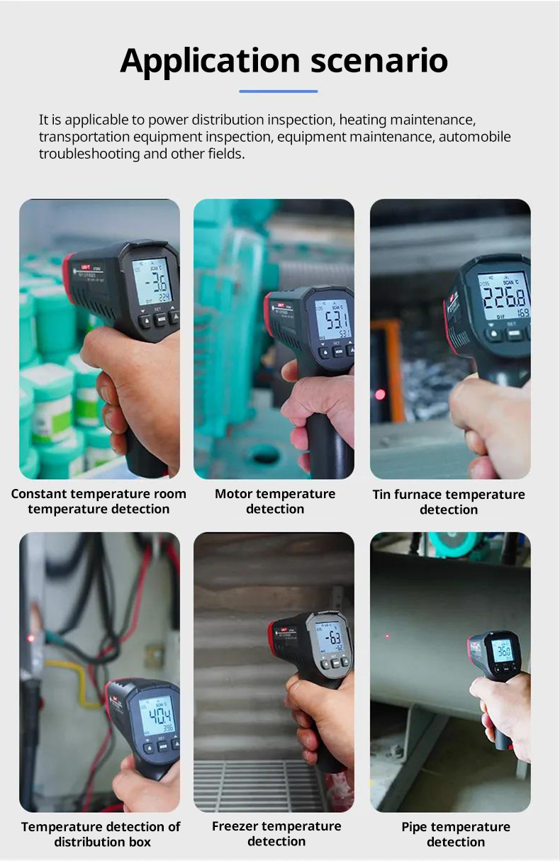 UNIT UT306S UT306C Digital Thermometer -50℃ ~ 500℃ Non-contact Industrial Infrared Laser ...