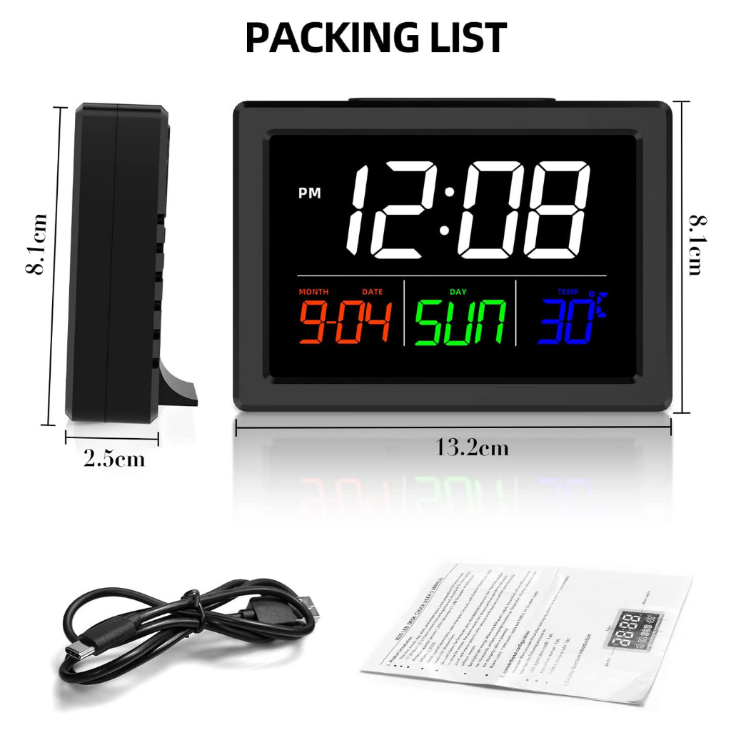 Digital Music Alarm Clock 8 Ringtones with Snooze Function 5.3" Large ...