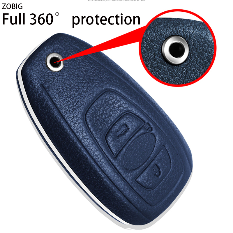 ZOBIG Genuine leather Key Fob Cover for subaru Car Key Case Shell with ...