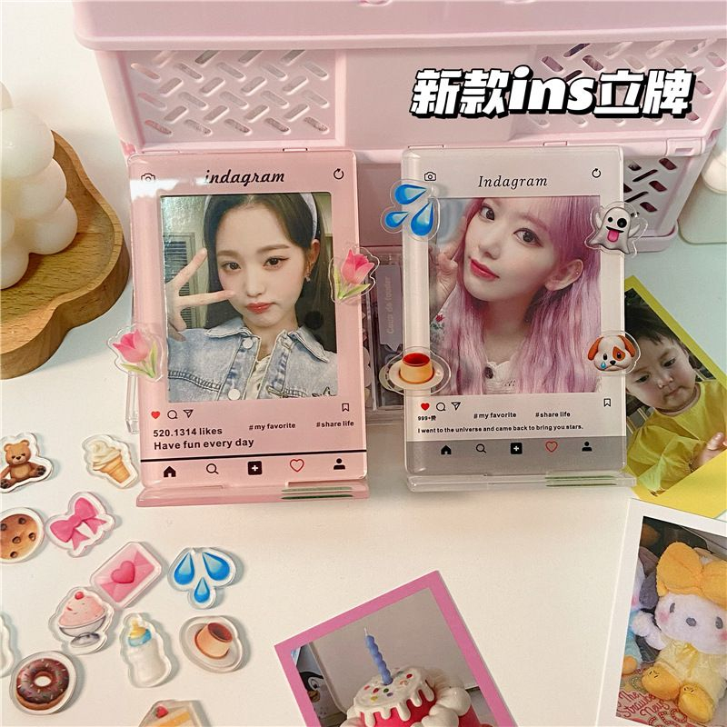 Ohaya ins 3 inches Polaroid Photo Card Shaking Happy Frame Desktop Acrylic Ornaments idol ...