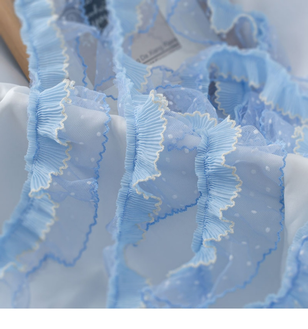 1 meter price Border Lace stretch double fungus wrinkle lace chiffon ...