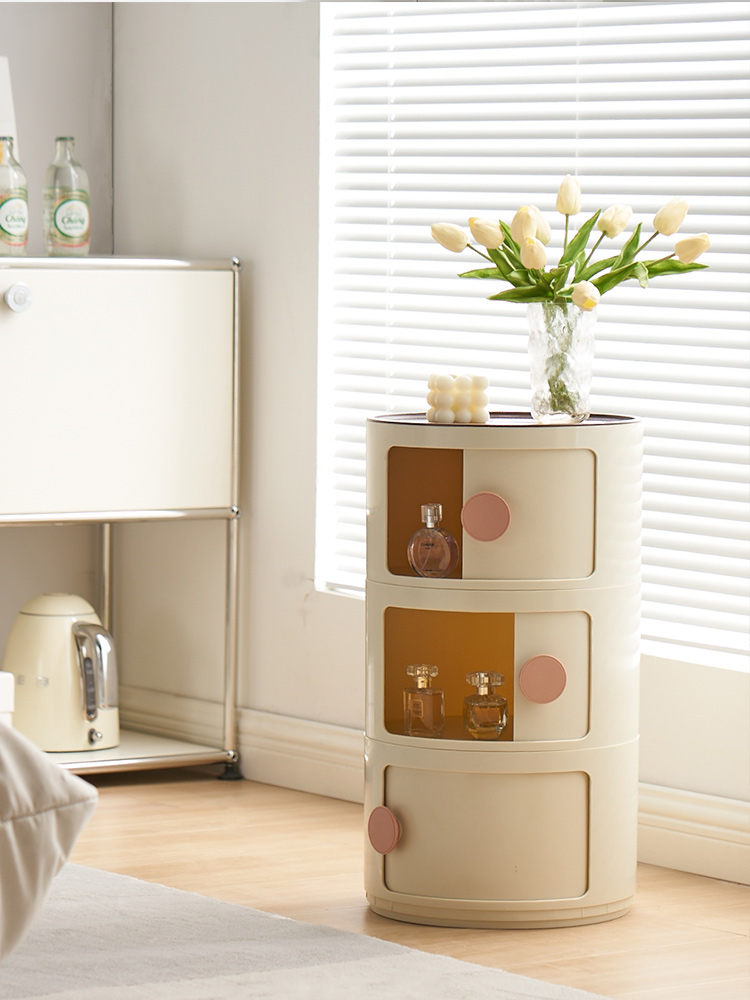 Nordic bedside table plastic round locker living room sofa corner ...
