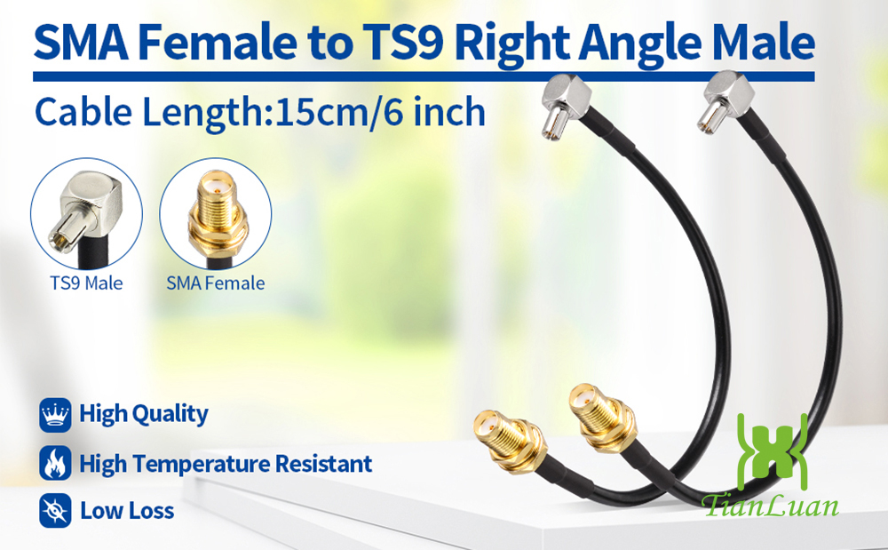 RG174 4G LTE Antenna Adapter TS9 Male Right Angle Connector to SMA Female Coaxial Pigtail Cable ...