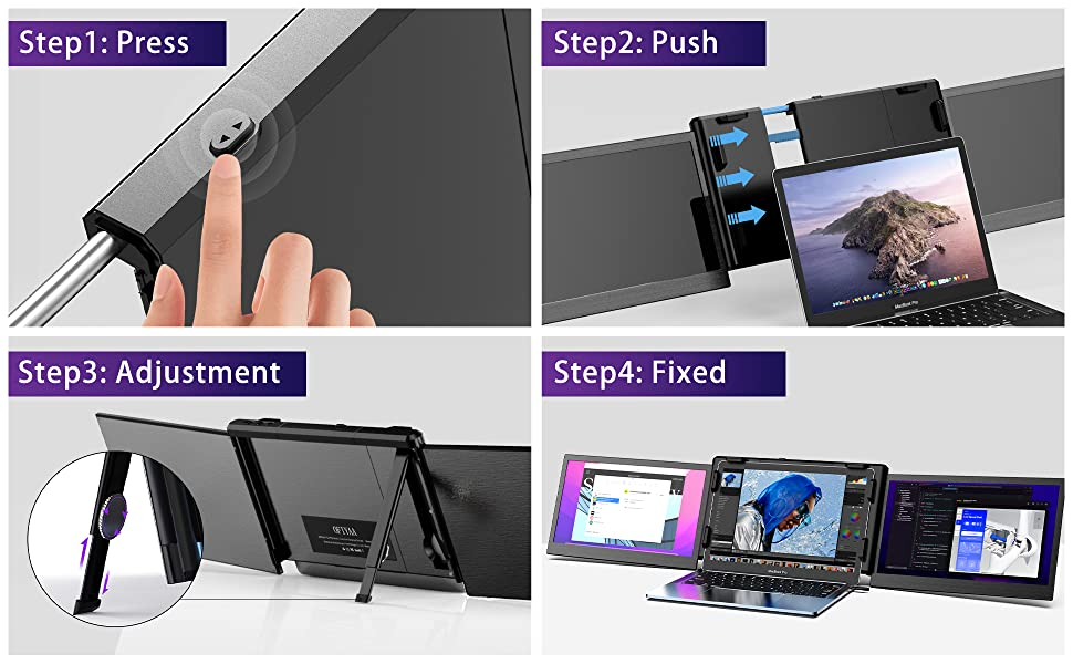 OFIYAA P2 Pro Triple Portable Monitor 13.3-inch Laptop Screen Expander ...