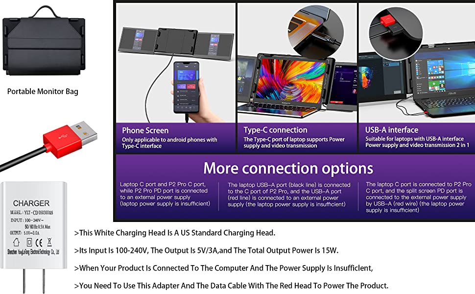 OFIYAA P2 Pro Triple Portable Monitor 13.3-inch Laptop Screen Expander ...