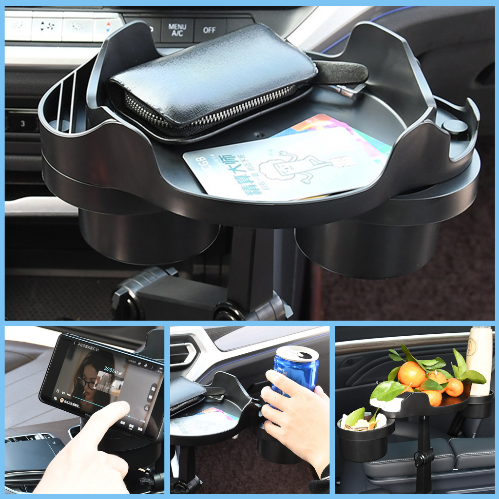 Car Cup Bottle Holder Expander Attachable Tray 360° Swivel Adjustable ...