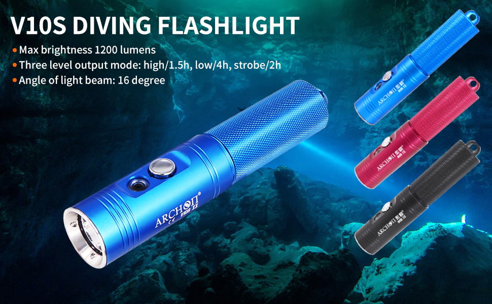 Waterproof dive Light with Power Indicator Narrow Beam and USB Charger ...