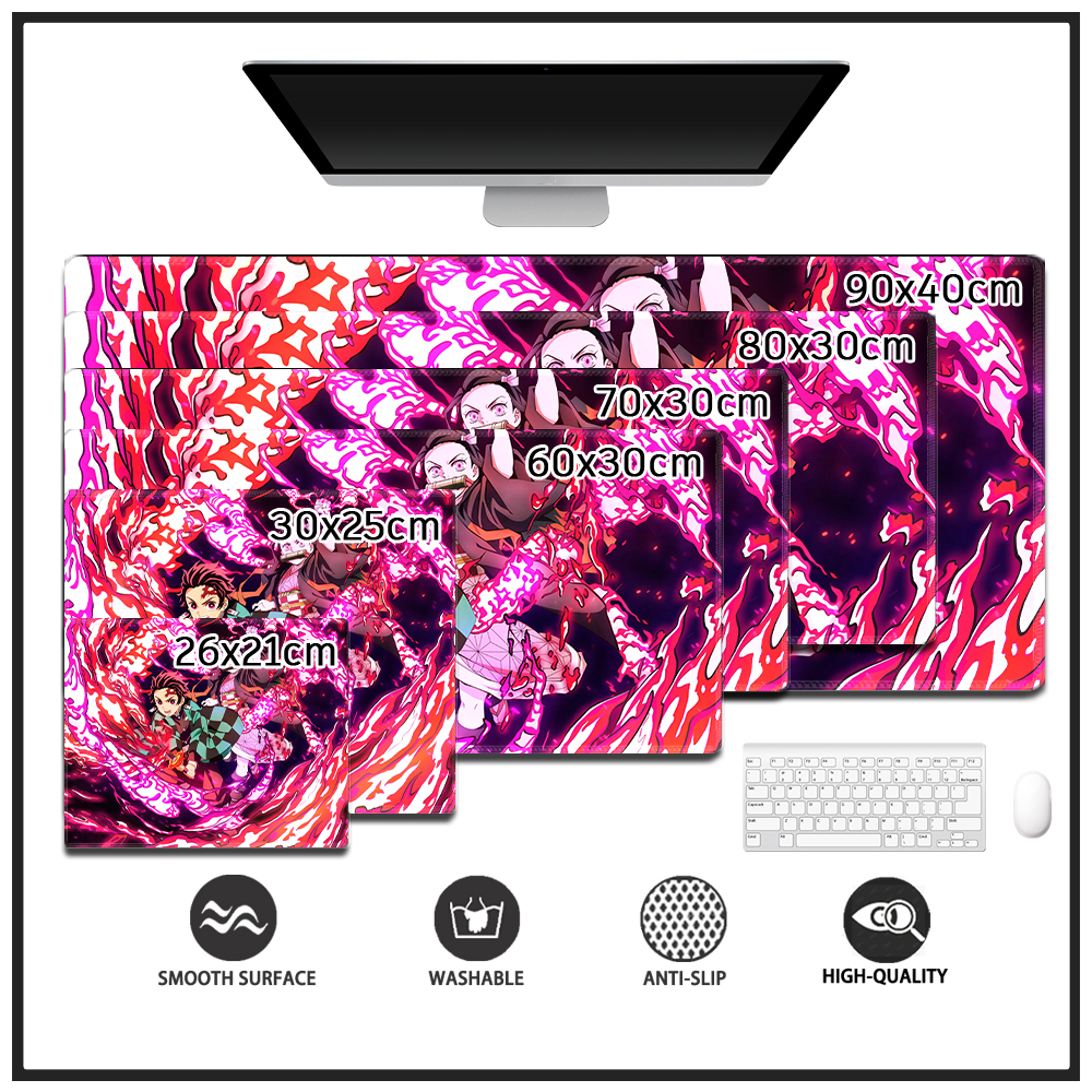 Demon Slayer Customised Mouse Pad Gaming Table Mat Stitched Edge Rubber ...
