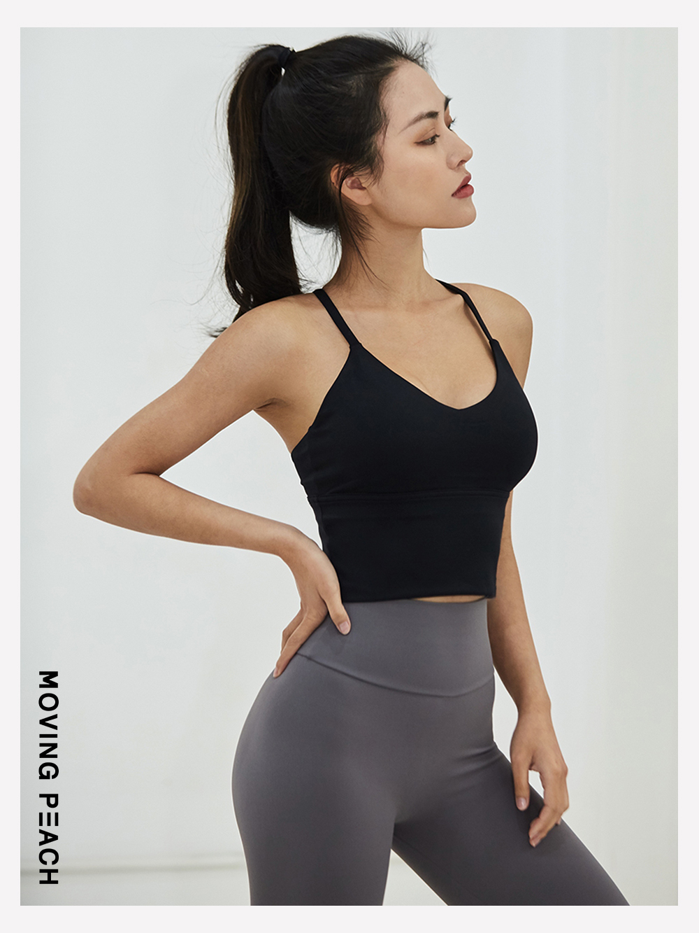 MOVING PEACH Women Sports Yoga Cropped Tank V-neck Beauty-back Camisole ...