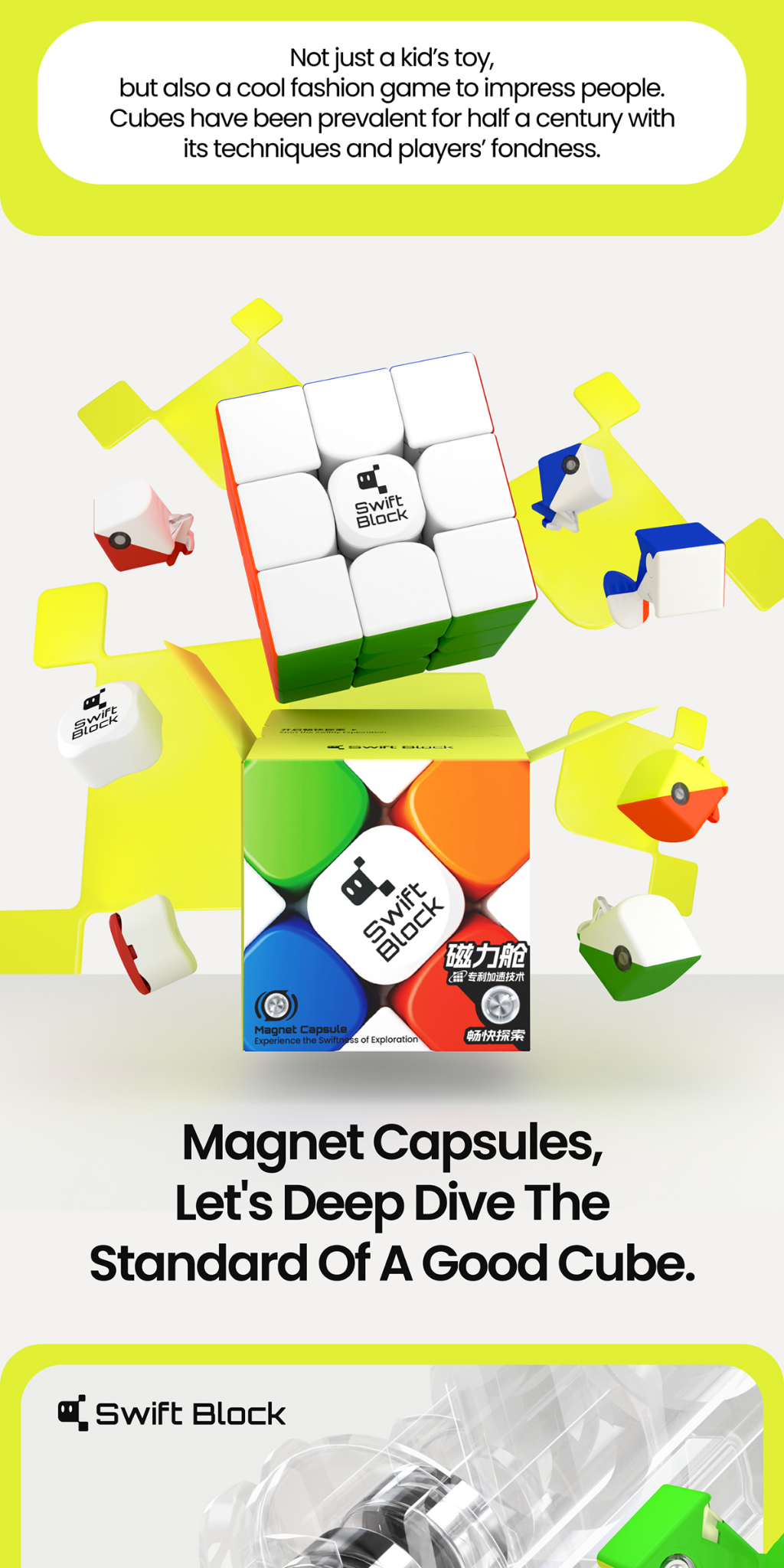 GAN x Swift Block 355S Magnetic 3x3 Cube Educational Cube Child Toys for Kids Beginners Practice ...