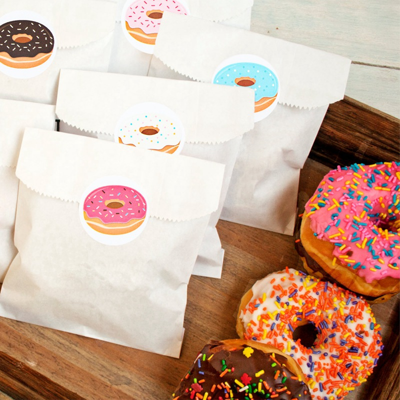 500PCS Donut Stickers Labels Cartoon Donut For Packaging Baking Bakery ...