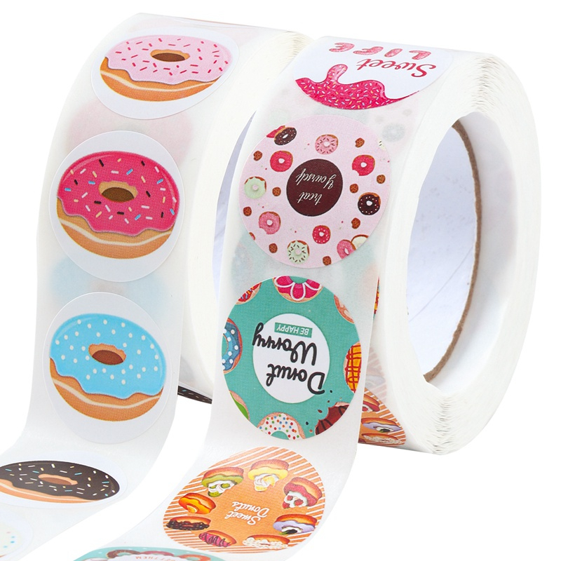 500PCS Donut Stickers Labels Cartoon Donut For Packaging Baking Bakery ...