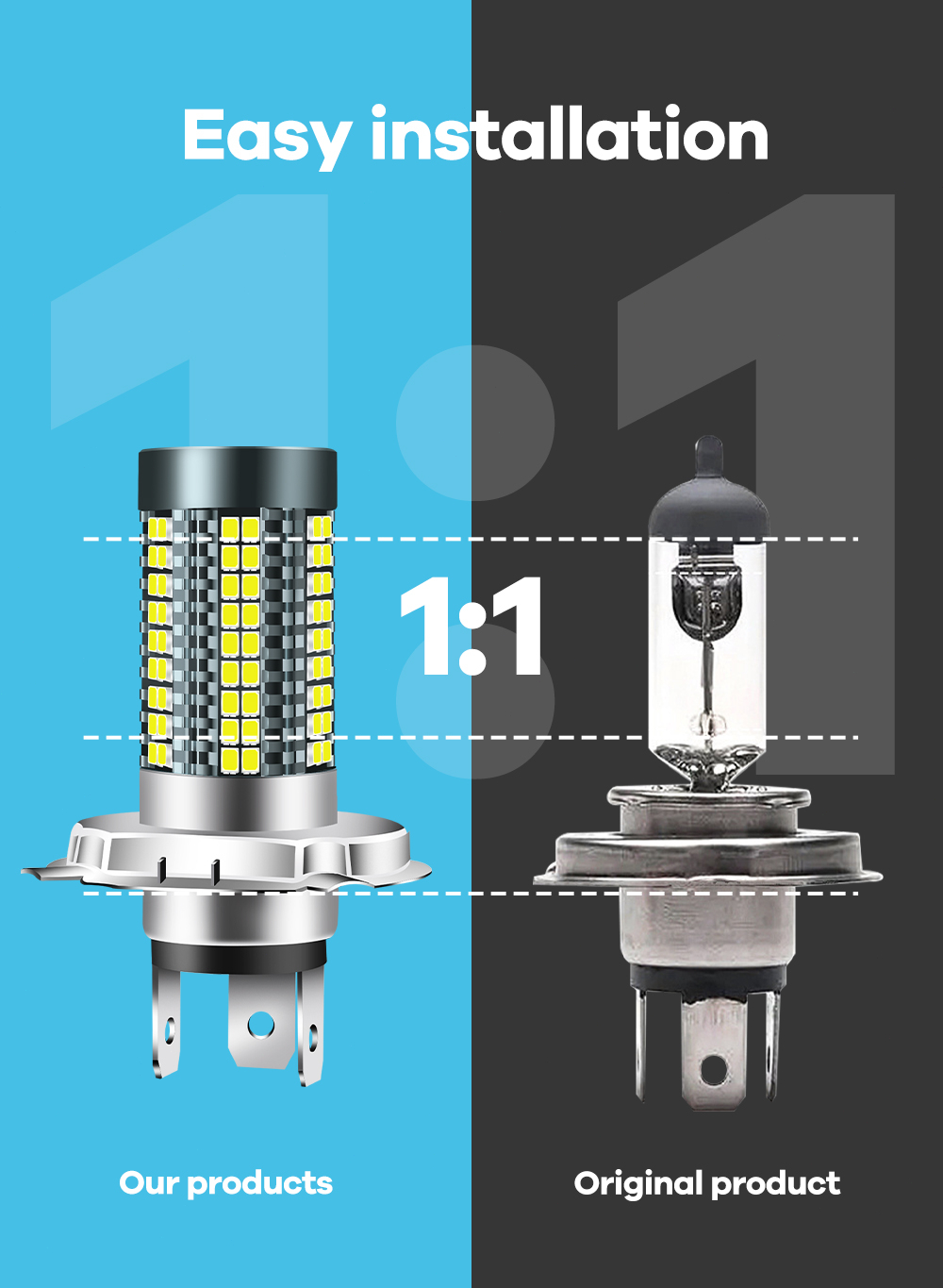 1PC Motorcycle Headlight P15D BA20D H4 LED H6 LED 12V-24V 6000K Plug ...