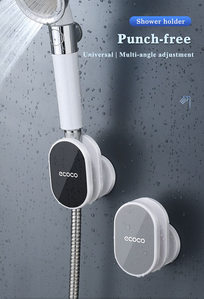 ECOCO Universal Bathroom Shower Head Holder Wall Mounted Bracket Movable Shower Hanger 360 ...