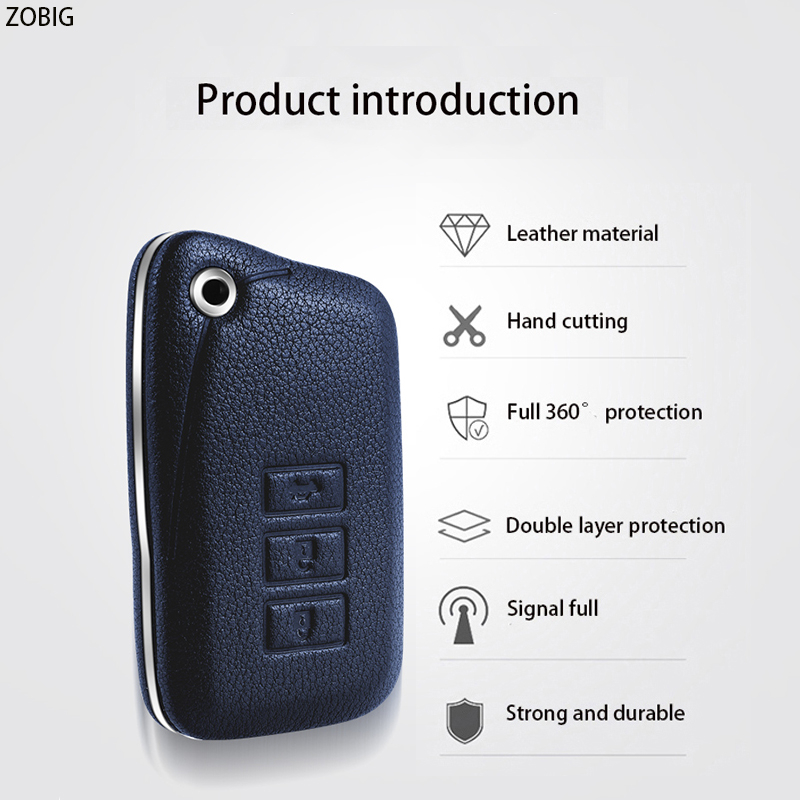 ZOBIG Genuine leather Key Fob Cover for Lexus Car Key Case Shell For ...