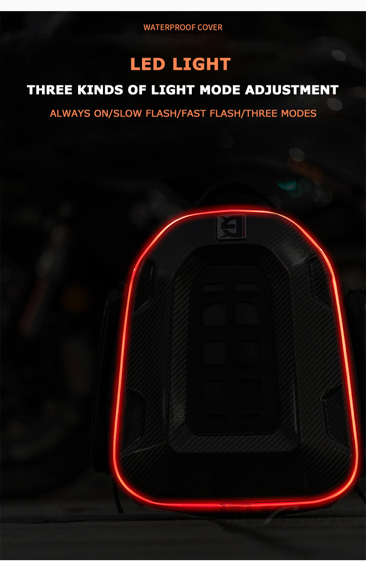 LED Light Motorcycle Rear Seat Bag Waterproof Large Capacity Male ...