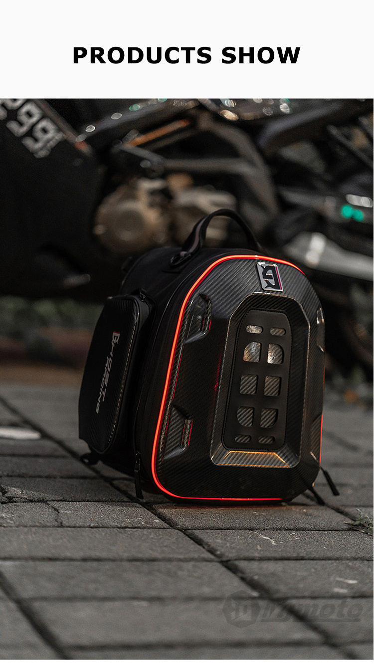 LED Light Motorcycle Rear Seat Bag Waterproof Large Capacity Male ...