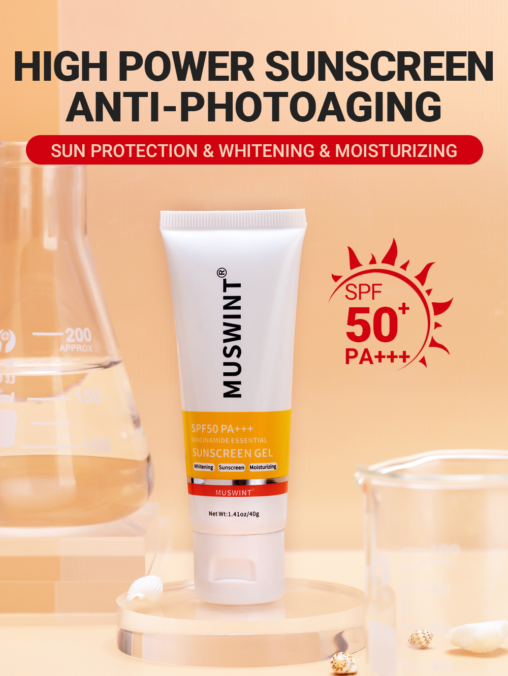 MUSWINT Niacinamide Ultra Light Sunscreen Serum with Aquatide SPF50 PA ...