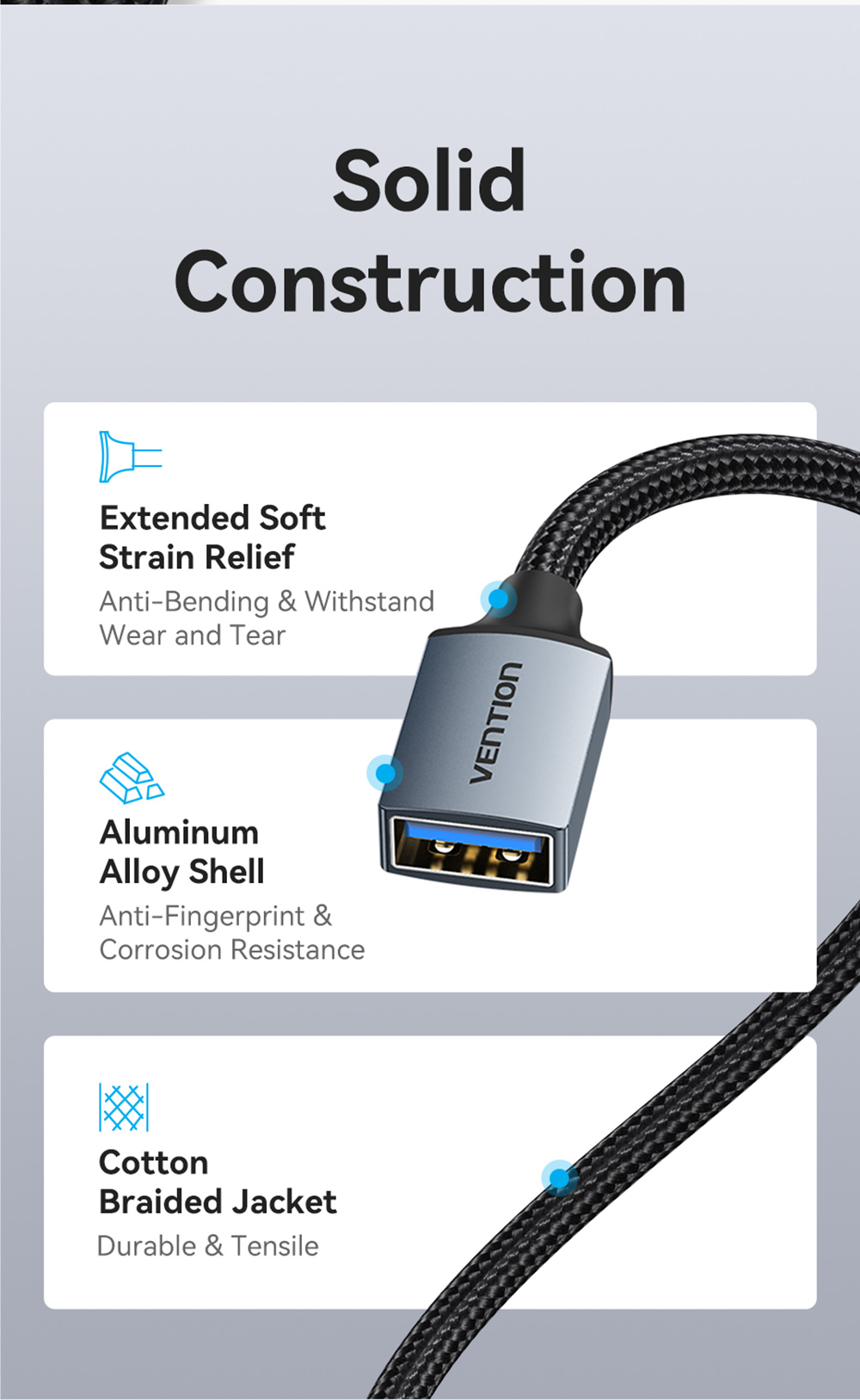 Vention Extension Cable USB 3.0 Type A Male to Type A Female Extender ...