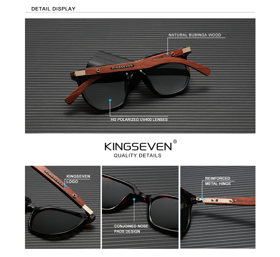 KINGSEVEN Men Polarized UV400 Fashion Sunglass Wood Retro Eyewear For Women UV400 Protection ...