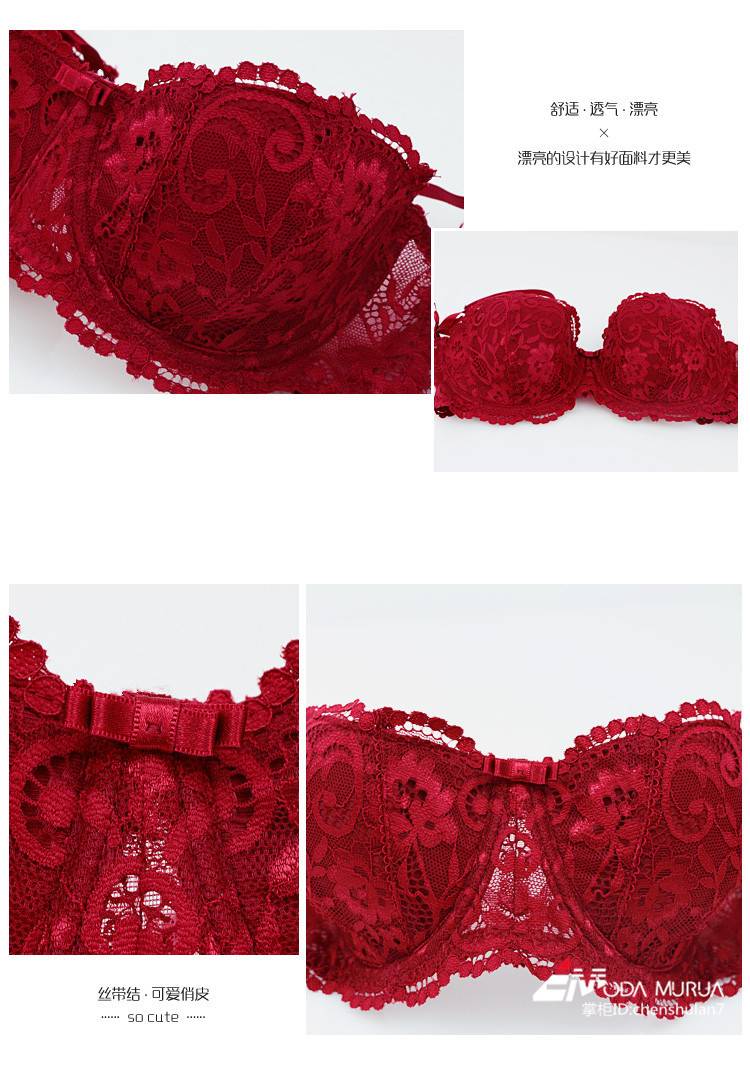 Lace Sexy Underwear Half Cup Thin Style Minimizer Bra No Sponge Small ...