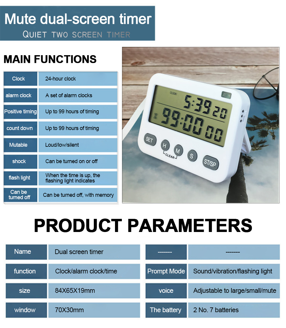 99 Hours Digital Kitchen Timer Large Screen Display Digital Timer ...