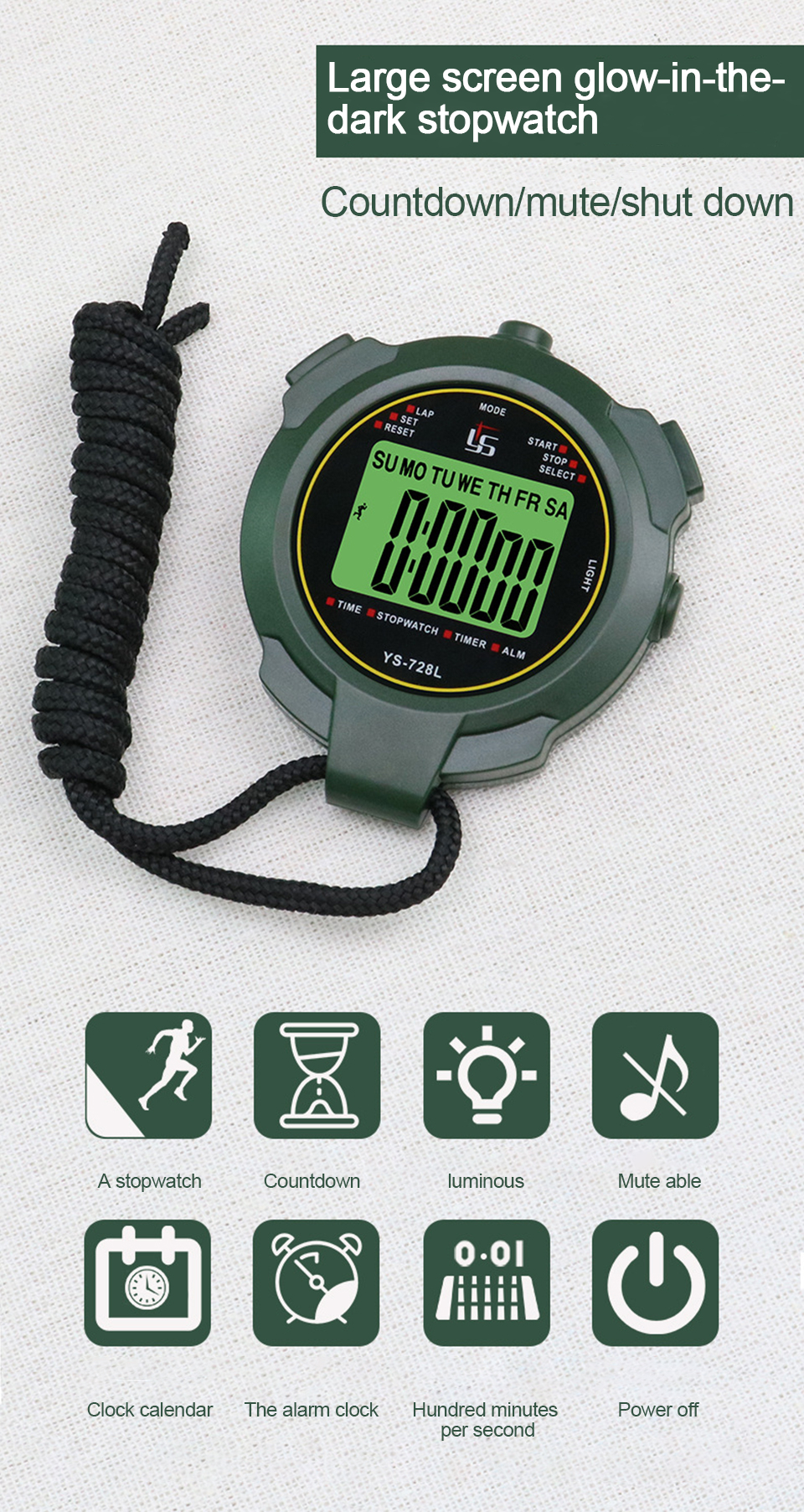 30h Stopwatch Timer Outdoor Sport Running Training Chronograph Timer 0.01s Accuracy Countdown ...