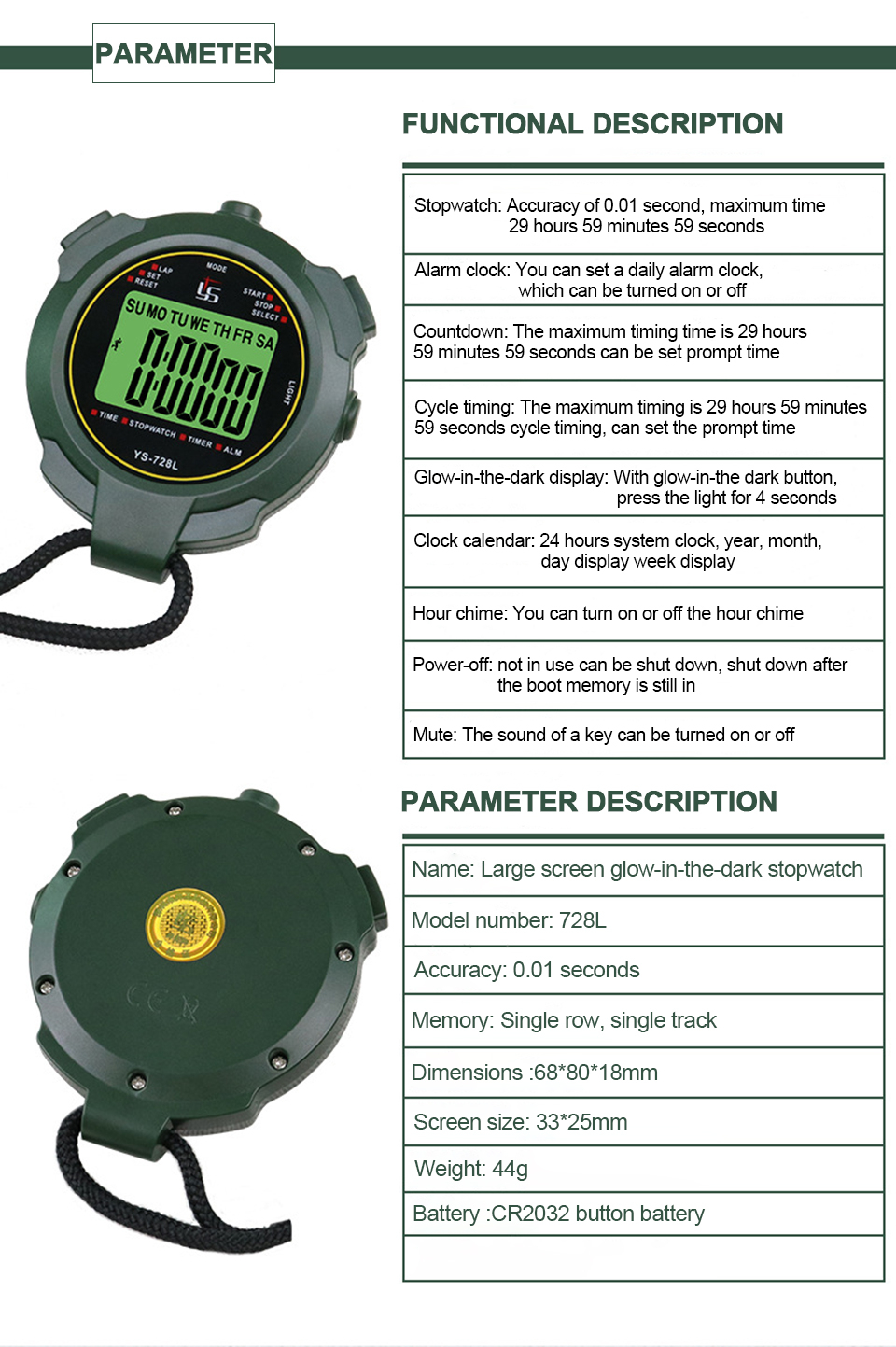 30h Stopwatch Timer Outdoor Sport Running Training Chronograph Timer 0 ...