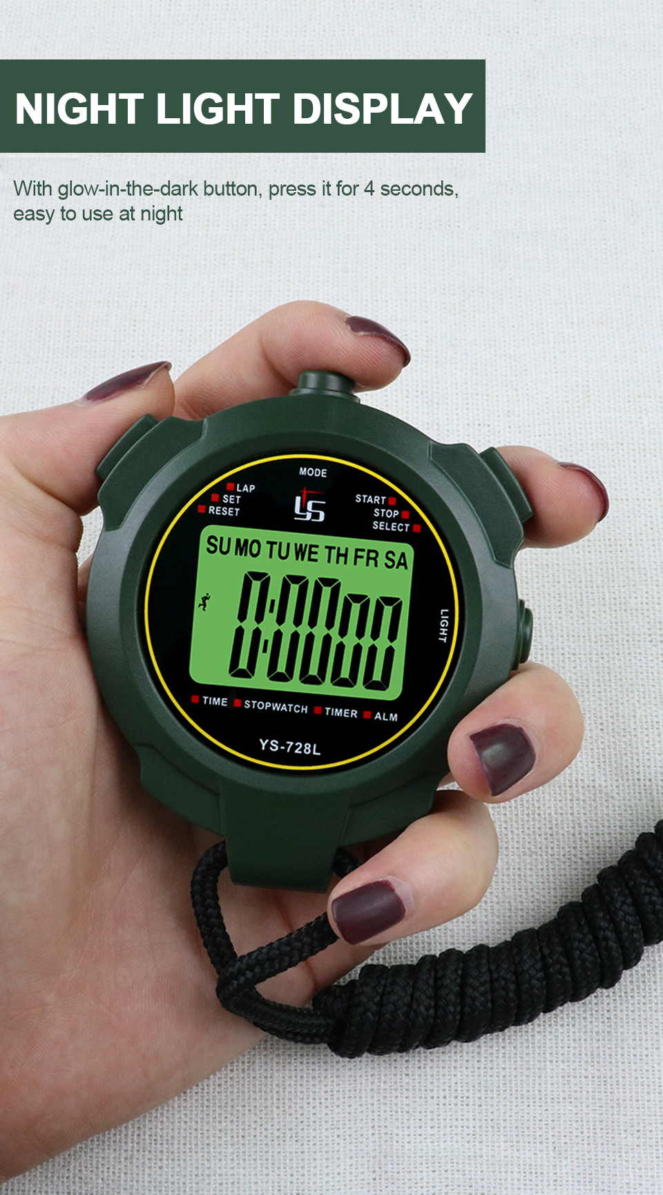 30h Stopwatch Timer Outdoor Sport Running Training Chronograph Timer 0.01s Accuracy Countdown ...
