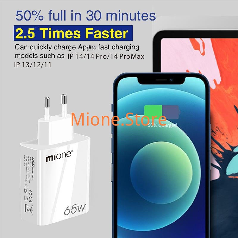 Mione 100W Travel Charger Adapter USB Type C Plug For iPhone 13 14 15 ...