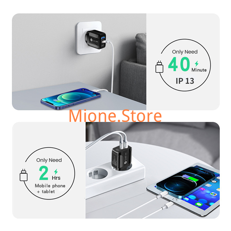 Mione 100W Travel Charger Adapter USB Type C Plug For iPhone 13 14 15 ...