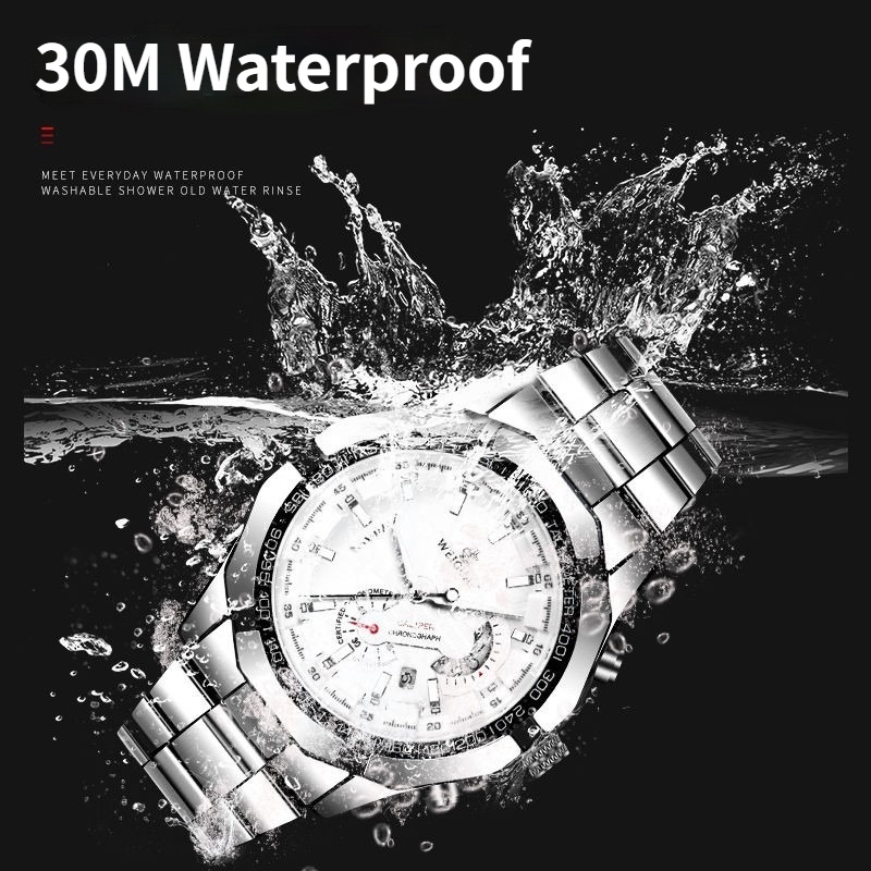 Jam Tangan Lelaki POSHI Fashion Luxury Silver Stainless Steel Automatic ...