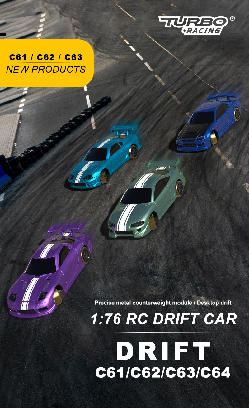 Turbo Racing C61 C62 C63 C64 1:76 2.4GHZ RC Drift Car Type-C With Gyro ...