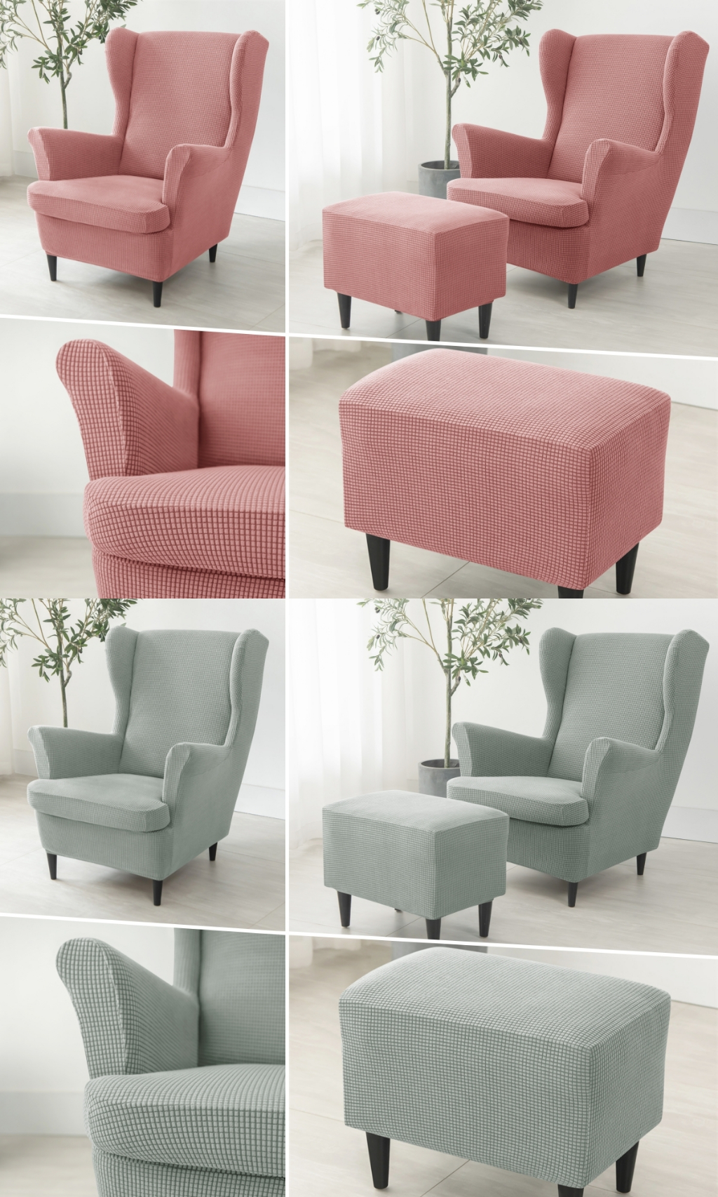 IKEA STRANDMON Solid Color Wing Chair Cover Sarung Kerusi Sayap Stretch ...