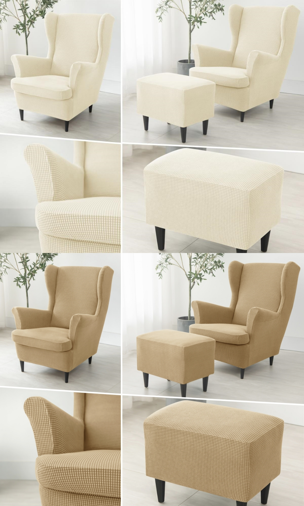 IKEA STRANDMON Solid Color Wing Chair Cover Sarung Kerusi Sayap Stretch ...