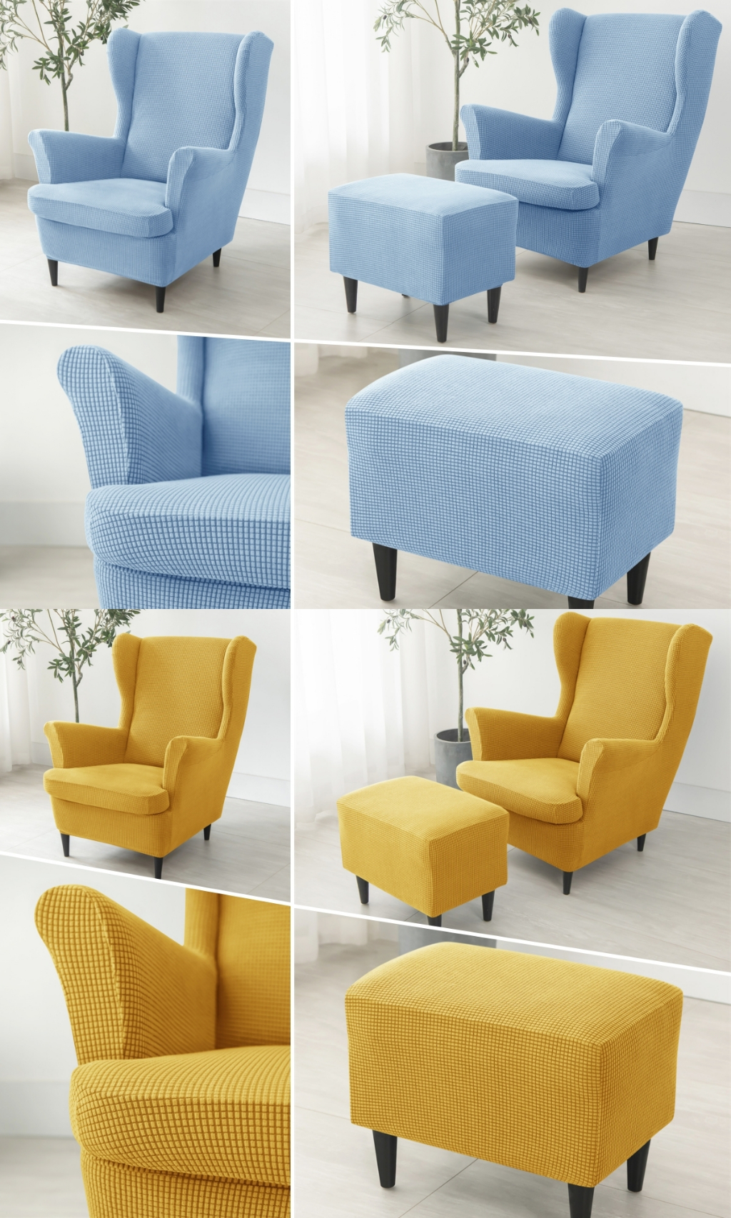 IKEA STRANDMON Solid Color Wing Chair Cover Sarung Kerusi Sayap Stretch ...