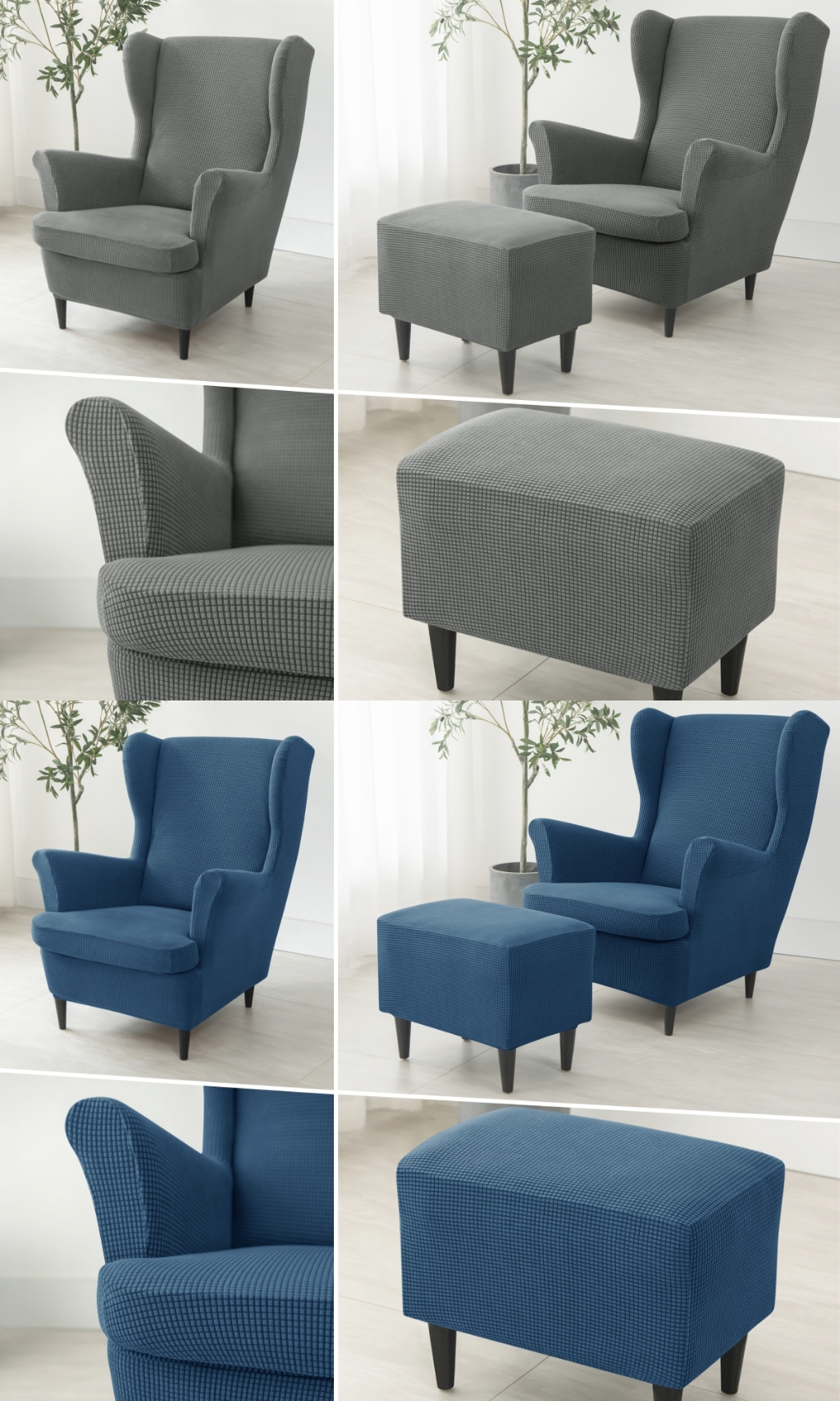 IKEA STRANDMON Solid Color Wing Chair Cover Sarung Kerusi Sayap Stretch ...