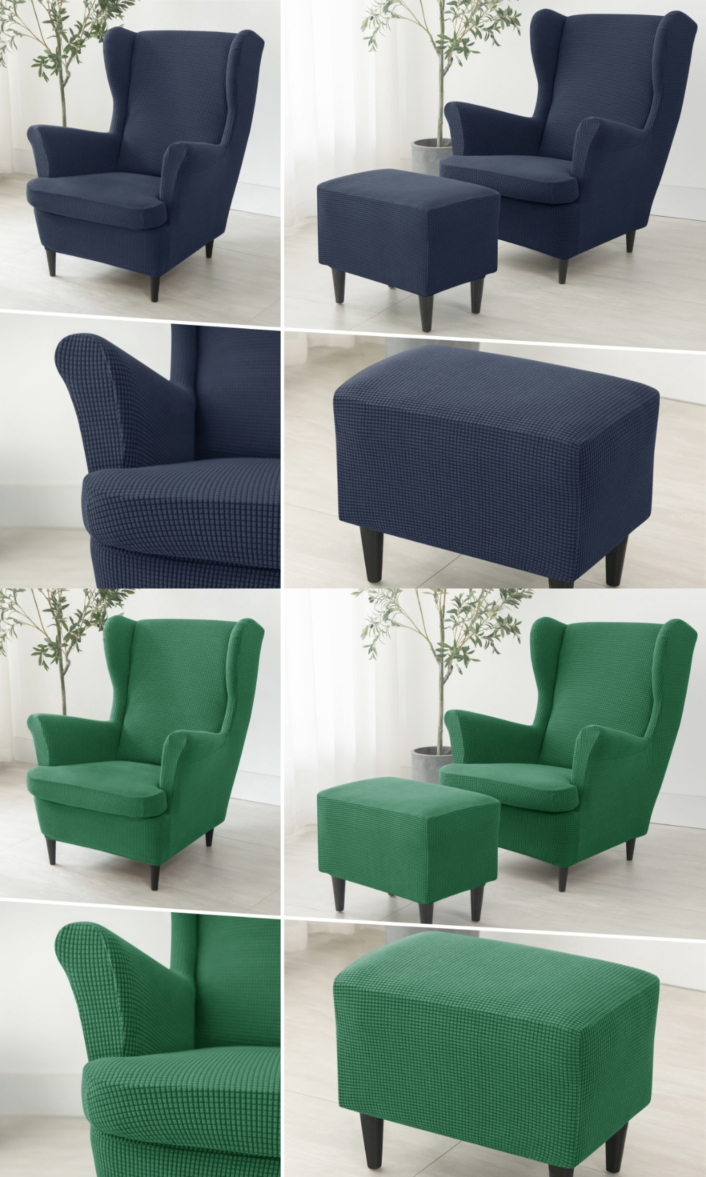 IKEA STRANDMON Solid Color Wing Chair Cover Sarung Kerusi Sayap Stretch ...