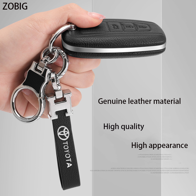 ZOBIG Genuine leather Key Fob Cover for Toyota Car Key Case Shell For ...