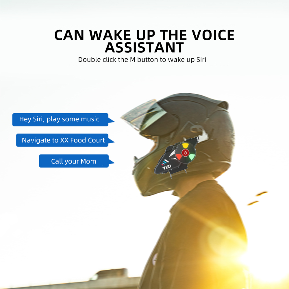 Motorcycle Helmet Headset Y60 Helmet Earphones Bluetooth 5.3 Intercom For Helmet Stereo Ipx6 ...