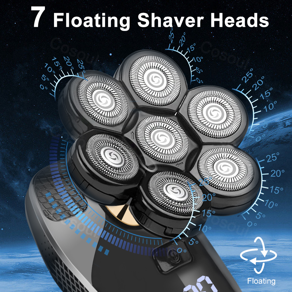 Cosoul Men's Electric Shaver 5-in-1 Razor with Beard Trimmer for Bald ...